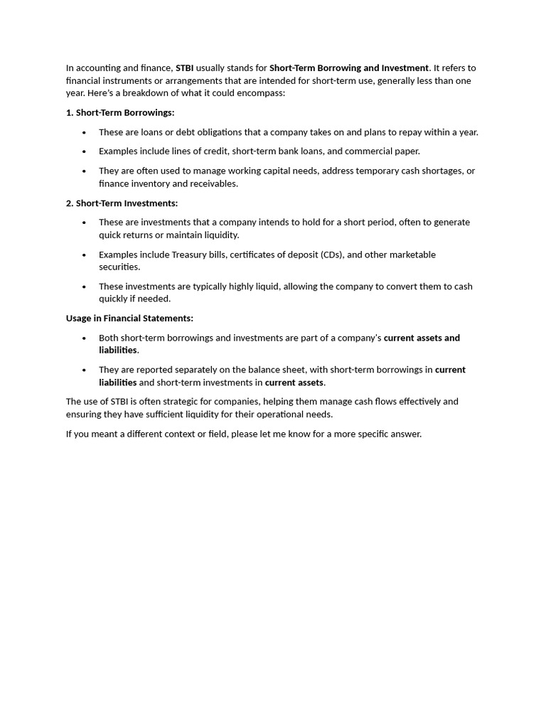 Usage in Financial Statements | PDF