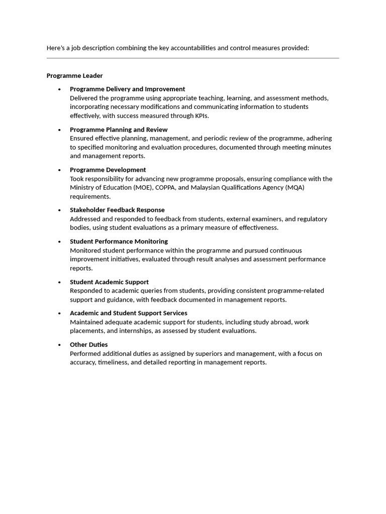 Programme Leader | PDF