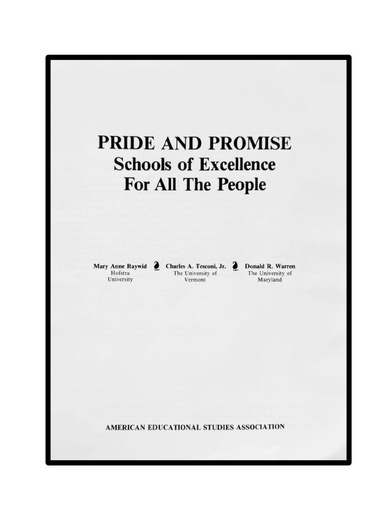 PRIDE AND PROMISE (1984) - Raywid, Tesconi, Warren | PDF | Adolescence ...