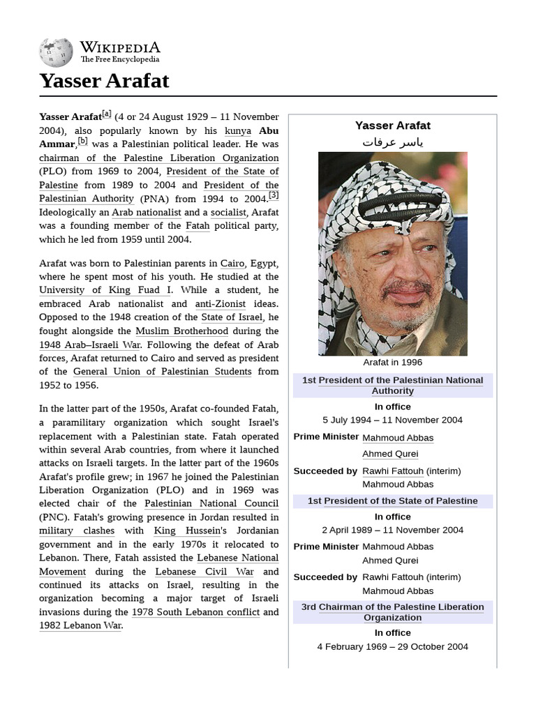 Yasser_Arafat | PDF | Yasser Arafat | Fatah