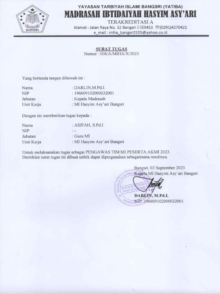 SK TIM AKMI 2023 - Pengawas ASIFAH | PDF