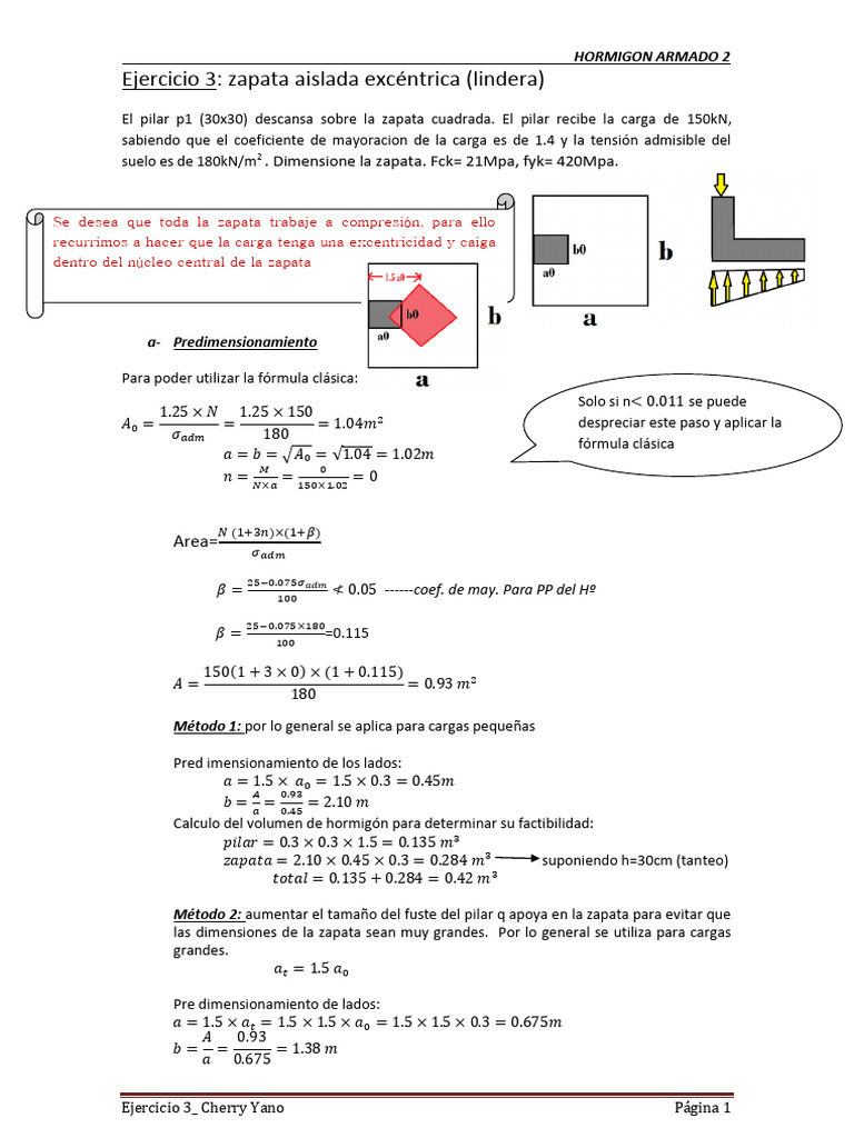 Diseño de Zapata Aislada Excéntrica | PDF | Hormigón | Ingeniería estructural