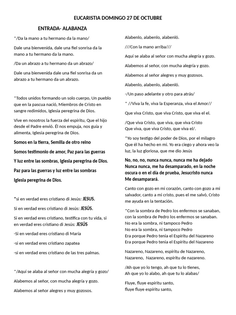 Cantos Para Eucaristia Esquema Completo Pdf Eucaristía Cristo