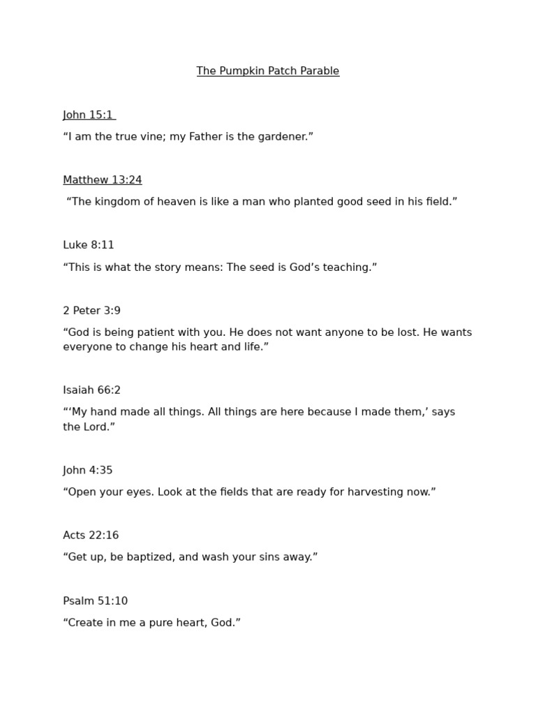 The Pumpkin Patch Parable Explained | PDF
