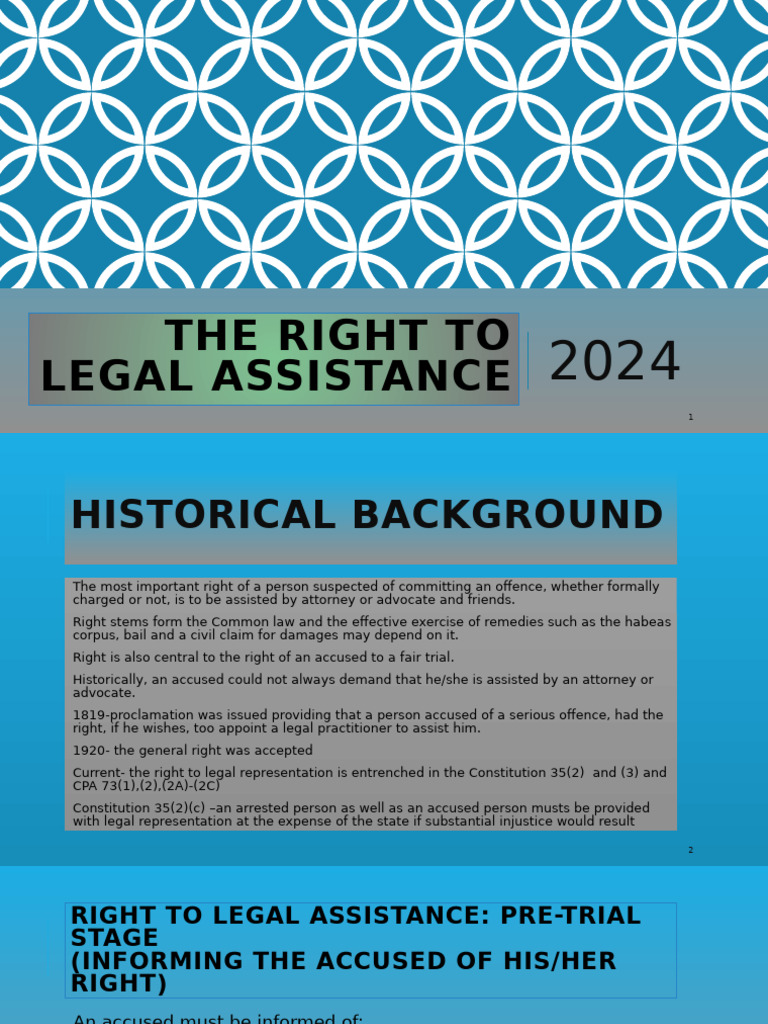 Right To Legal Representation | PDF | Right To Counsel | Legal Aid