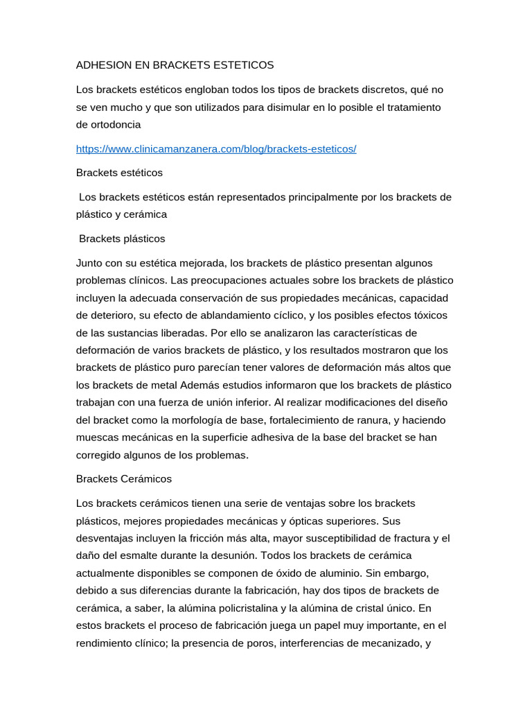 Brackets Estéticos: Tipos y Adhesión | PDF | Adhesión | Aluminio