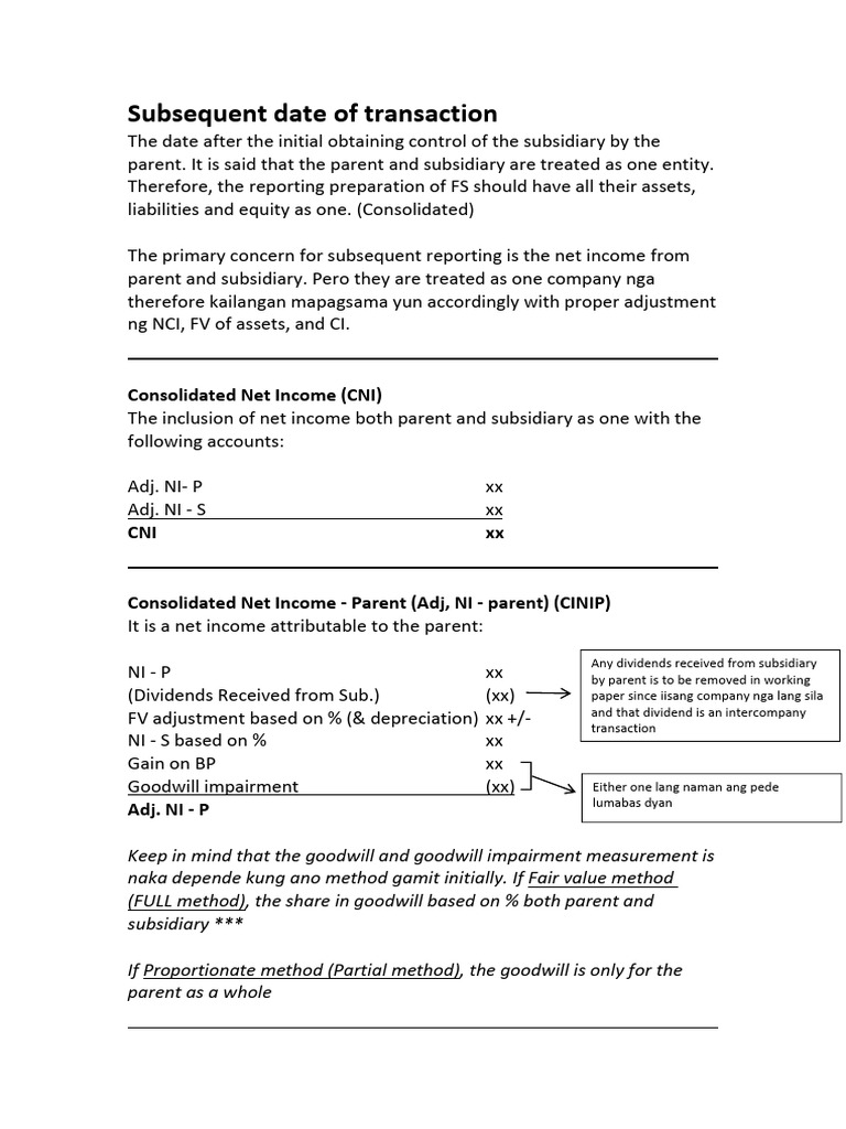 Subsequent Date of Transaction | PDF | Goodwill (Accounting) | Retained ...