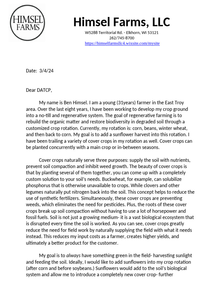 Suport letter (2) | PDF | Crop Rotation | Crops