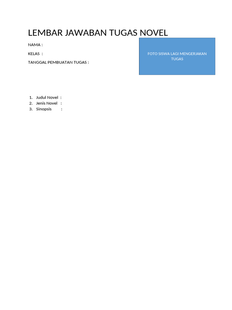 Lembar Jawaban Tugas Novel | PDF