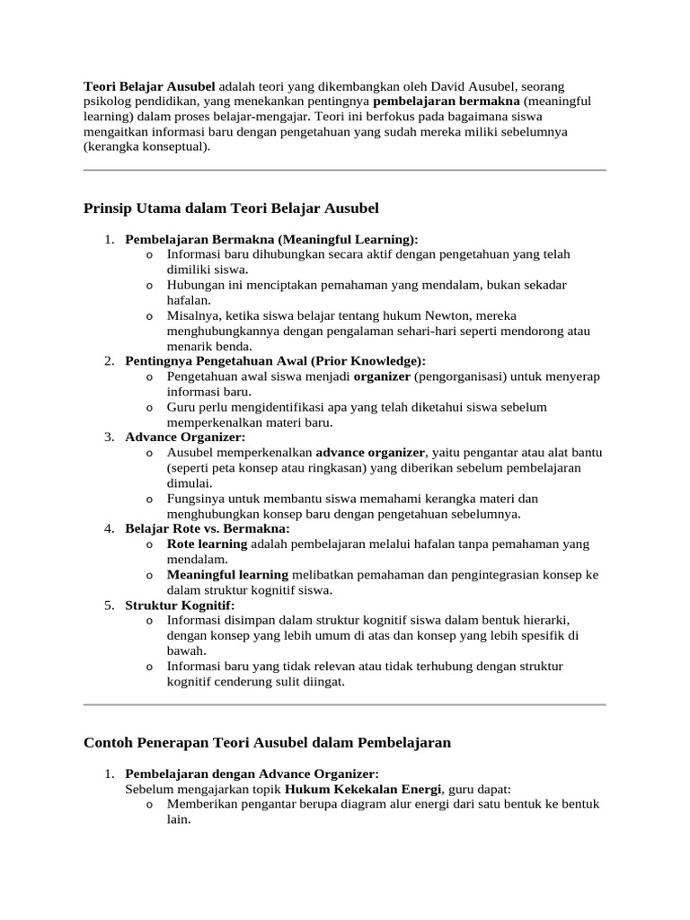 Teori Belajar Ausubel | PDF