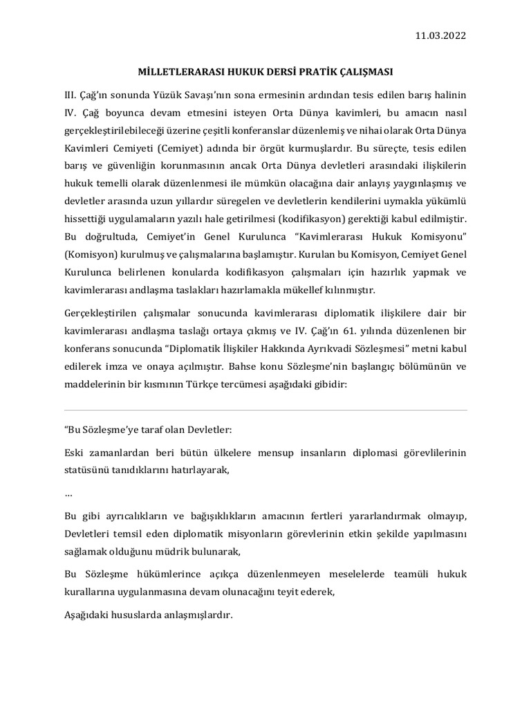 MilletlerarasÄ Hukuk Pratik - 1 | PDF