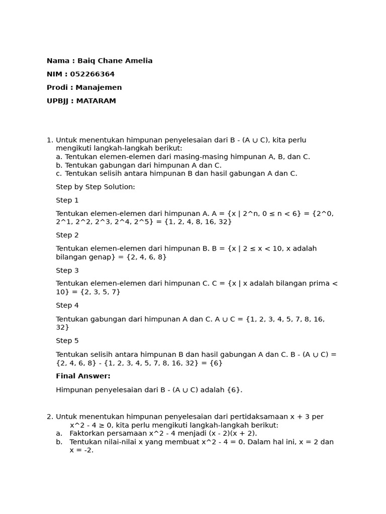 tugas 1 matematika | PDF