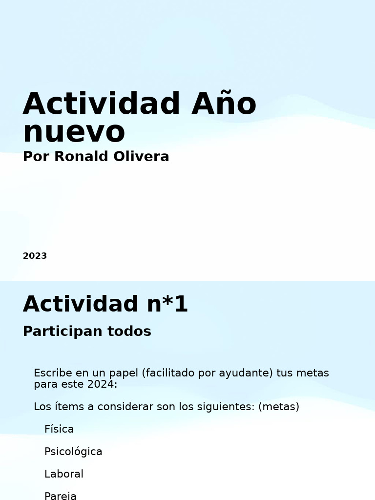Actividad Año Nuevo: Por Ronald Olivera | PDF