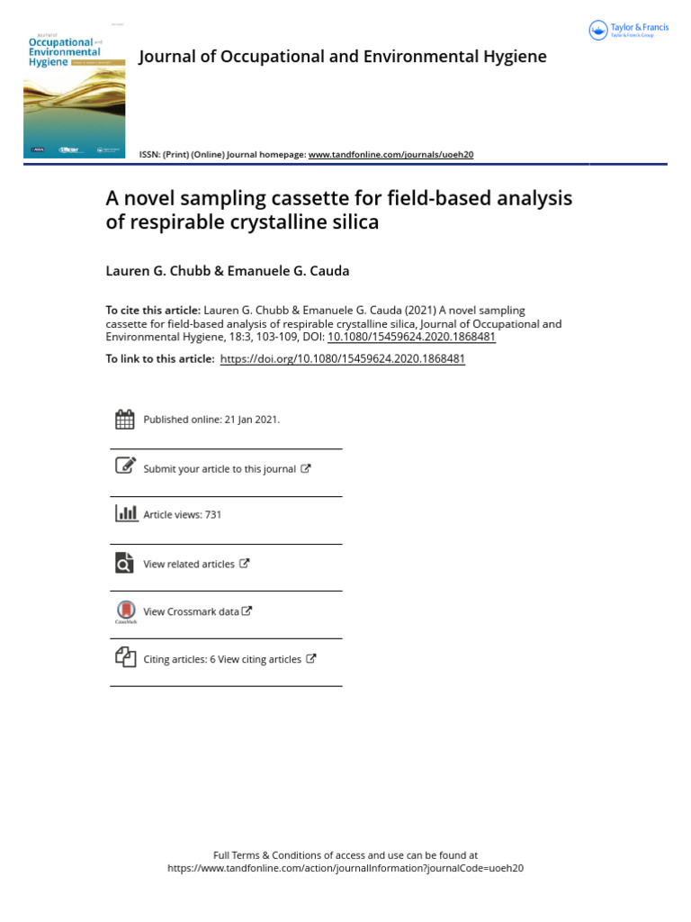 A Novel Sampling Cassette For Field-Based Analysis of Respirable ...