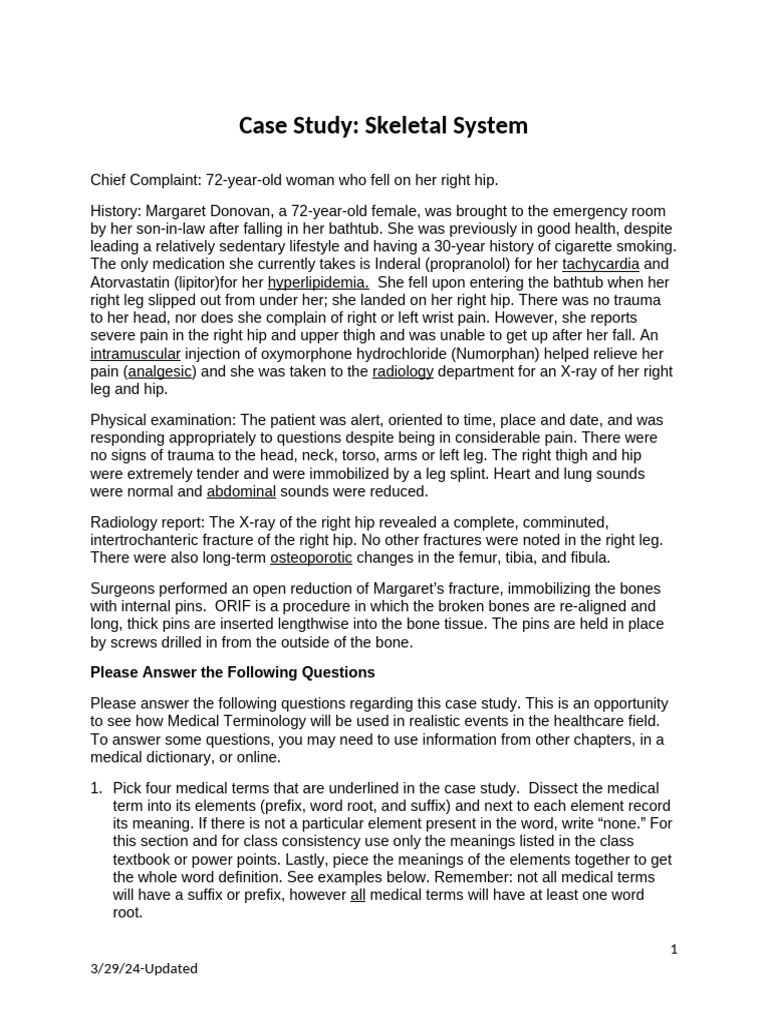 AMusculoskeletal Case Study (Chapter 10) - Updated - 2024 | PDF ...