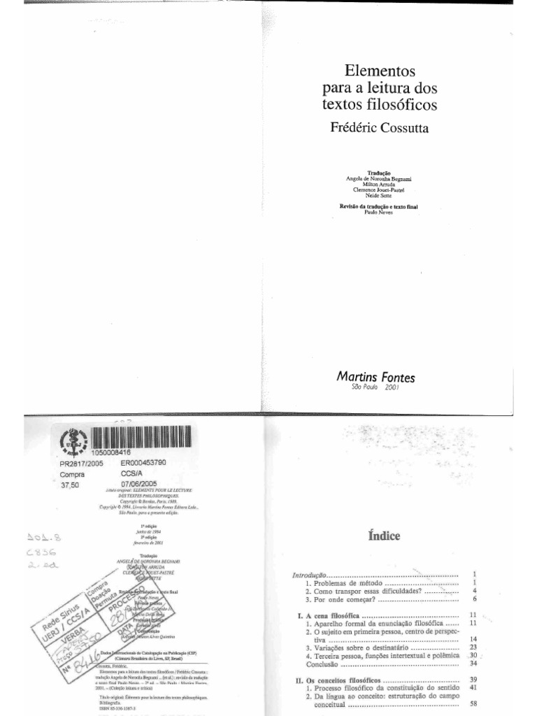Cossutta, F._Elementos para a Leitura dos Textos Filosoficos (caps. I e ... Cossutta, F._Elementos para a Leitura dos Textos Filosoficos (caps. I e ...