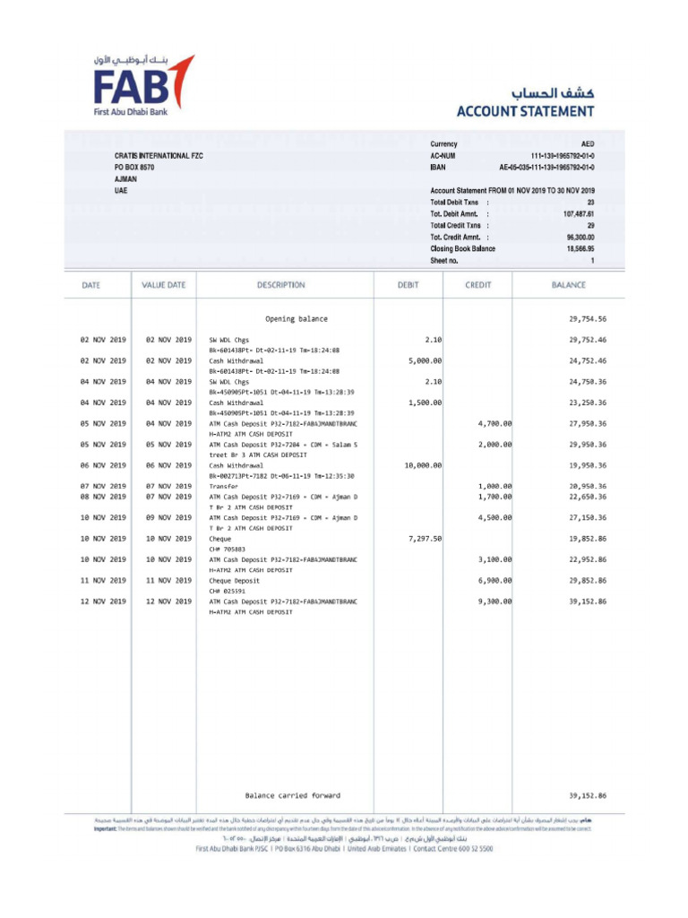 Bank Statement Nov-2019 To Apr-2020 | PDF