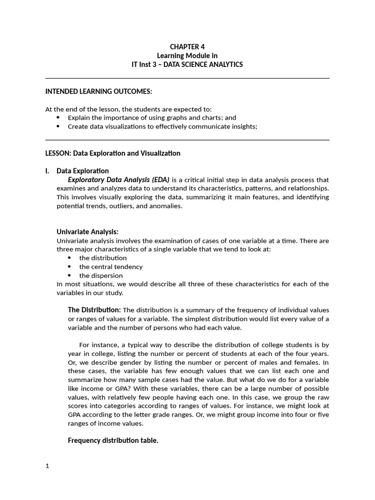 Chapter IV Data Exploration and Visualization | PDF | Mode (Statistics) | Median