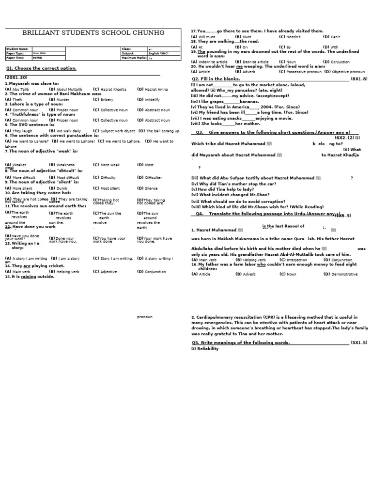 6th-English (SNC) - 6th English | PDF | Noun | Adjective