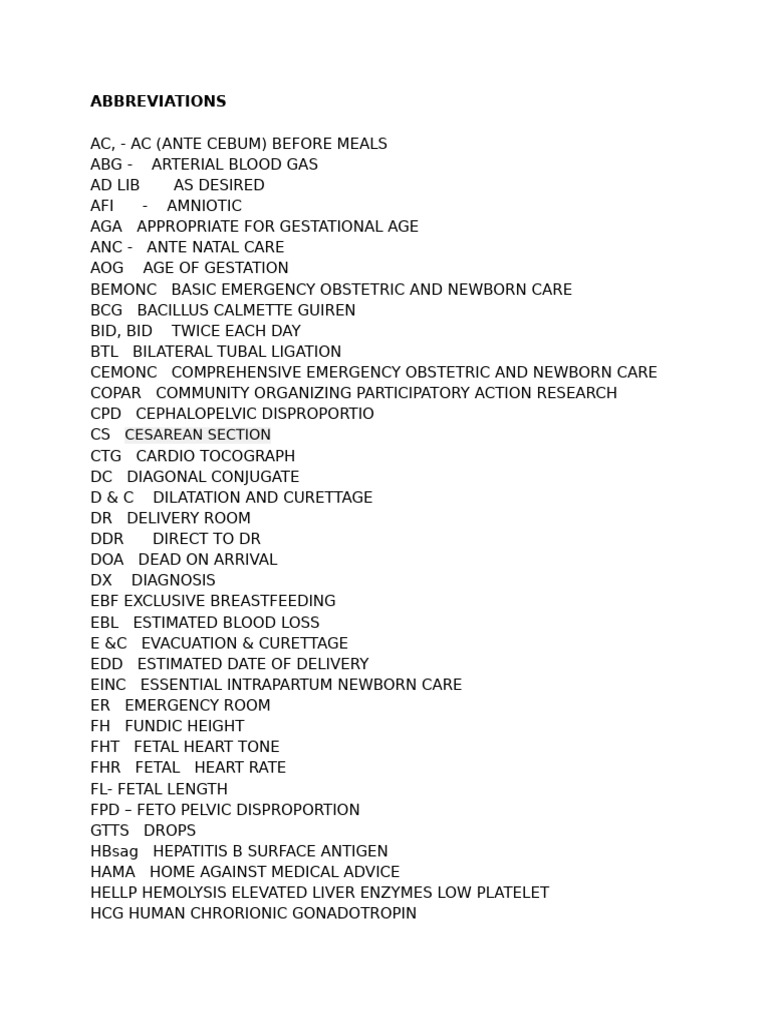 Medical Abbreviations Guide | PDF