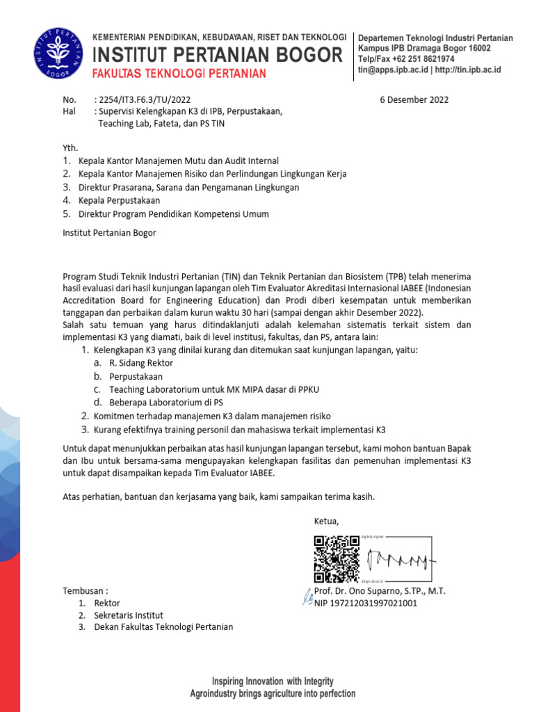 Evaluasi K3 di Teaching Lab IPB | PDF