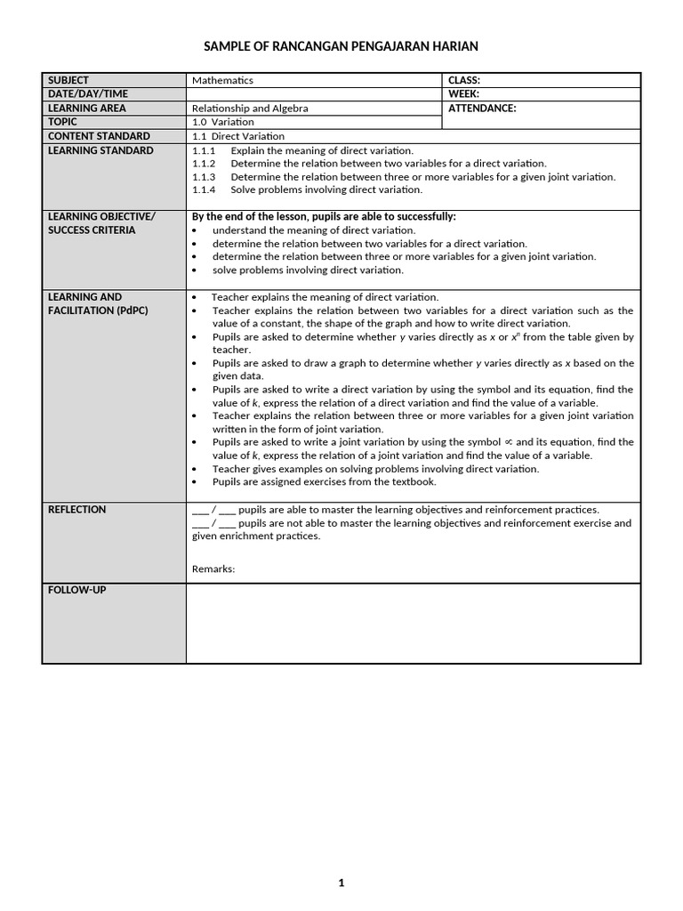 RPH Chapter 1 | PDF | Variable (Mathematics) | Algebra