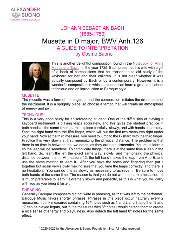 Bach's Musette in D: Interpretation Guide | PDF | Johann Sebastian Bach ...