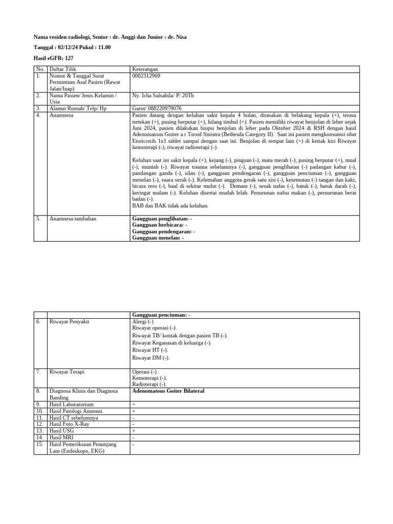 Ny. Icha Salsabila (NI) Ct Scan Kepala | PDF