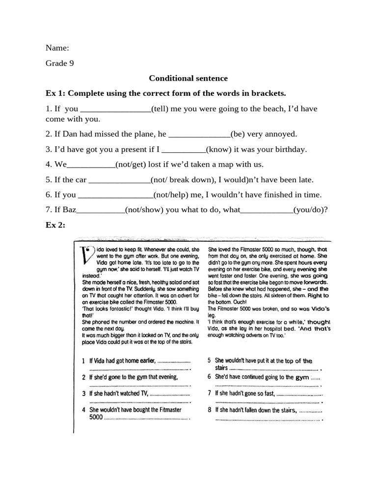 Grade 9 - Conditional Sen | PDF