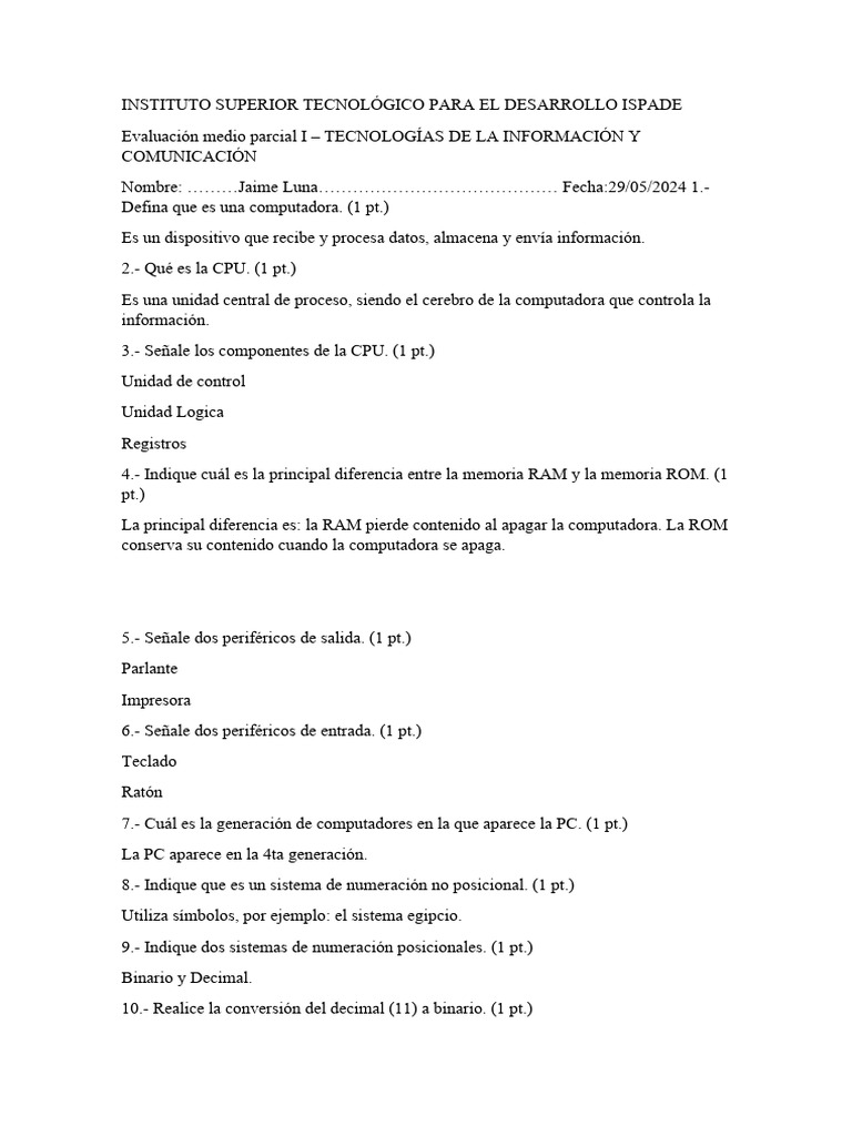 Evaluación TIC: Conceptos Básicos | PDF