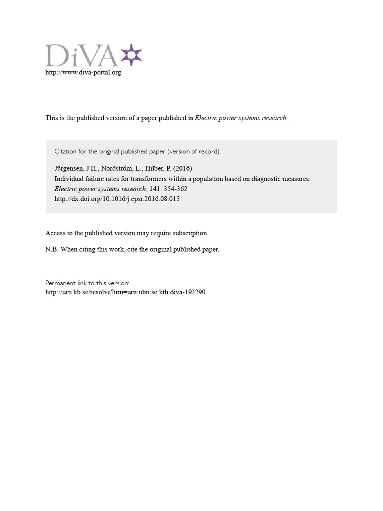 Individual Failure Rates For Transformers Within A Population Based On ...