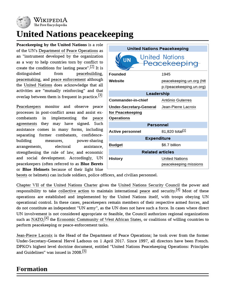 UN Peacekeeping Operations Overview | PDF | Peacekeeping | United Nations