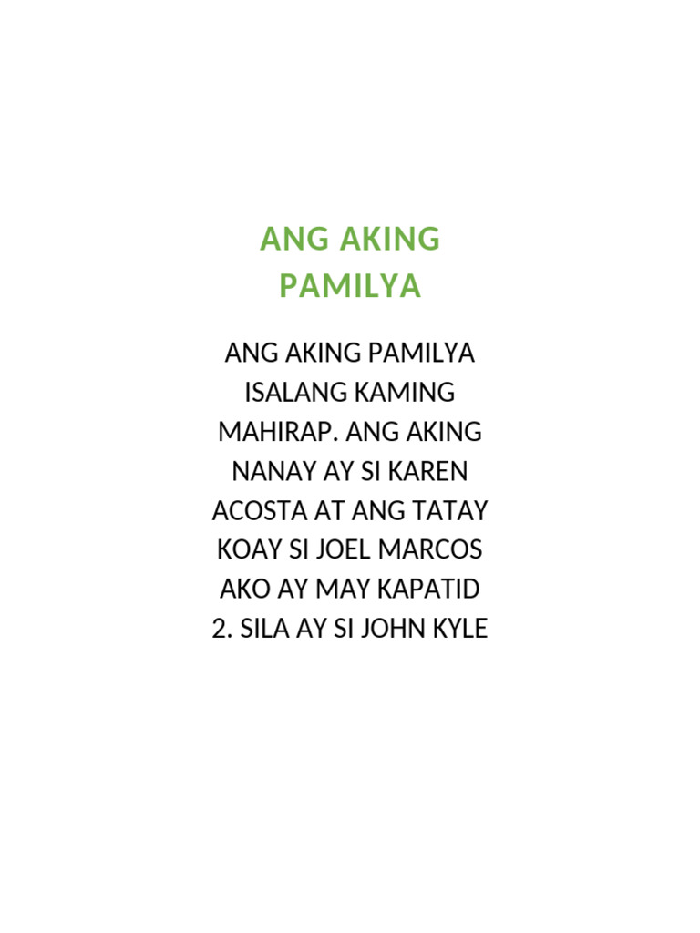 Ang Aking Pamilya | PDF
