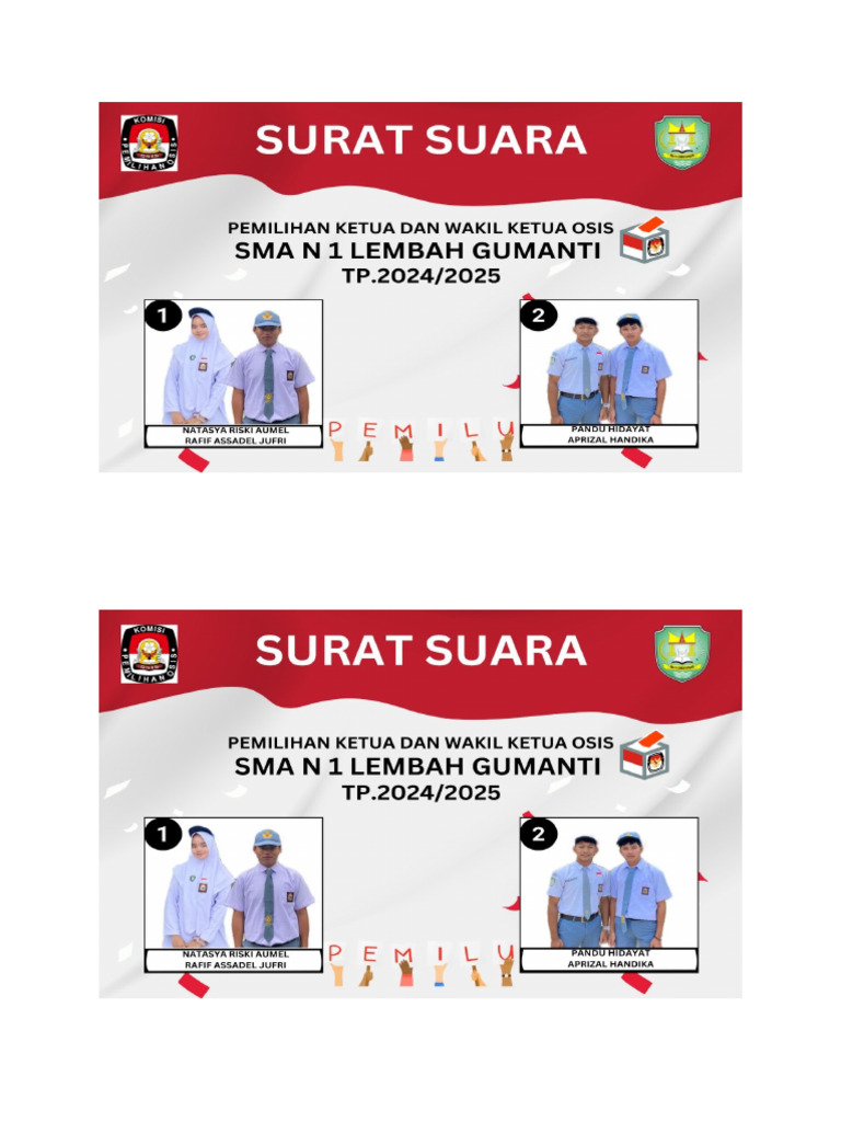 Surat Suara PILKETOS 2024-2025 | PDF