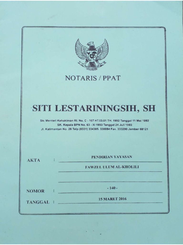 Akte Notaris Yayasan Fawzul Ulum | PDF