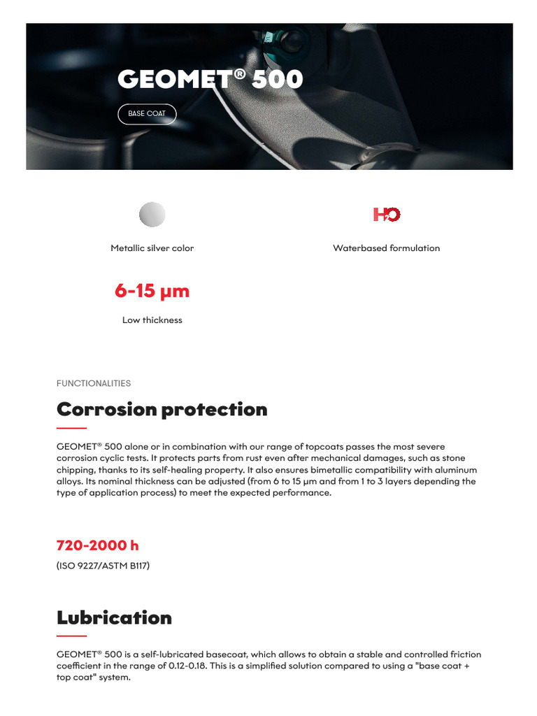 GEOMET® 500 Coating Overview | PDF | Corrosion | Chemical Processes