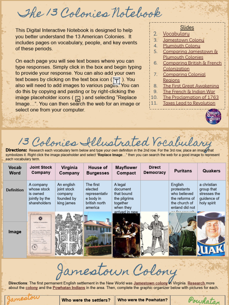 Copy of 13 Colonies Digital Notebook Updated | PDF | Thirteen Colonies ...