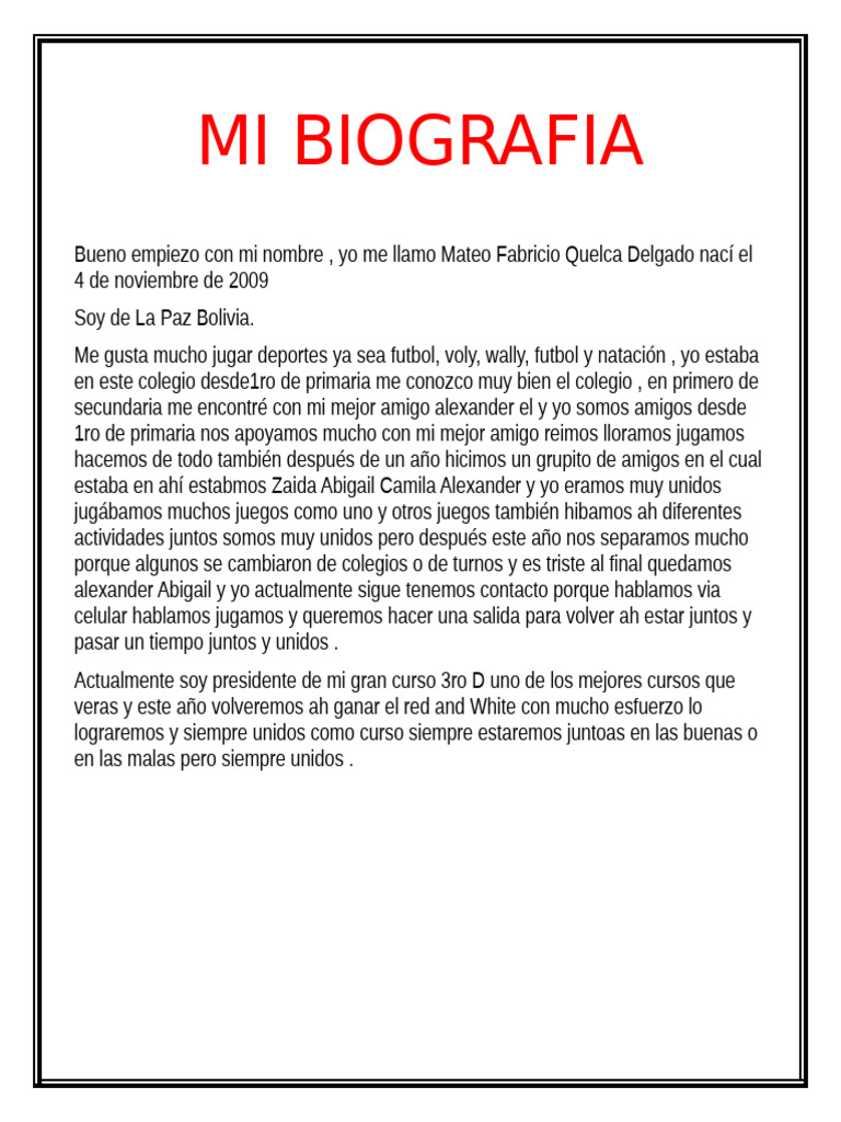 Mi Biografía: Mateo Quelca Delgado | PDF