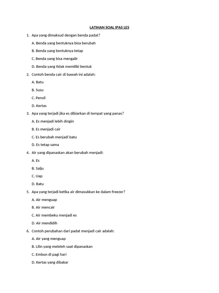 Latihan Soal Ipas Ratih | PDF