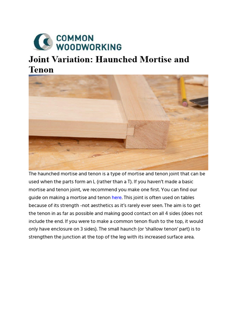 Joint Variation - Haunched Mortise and Tenon | PDF | Woodworking | Tools