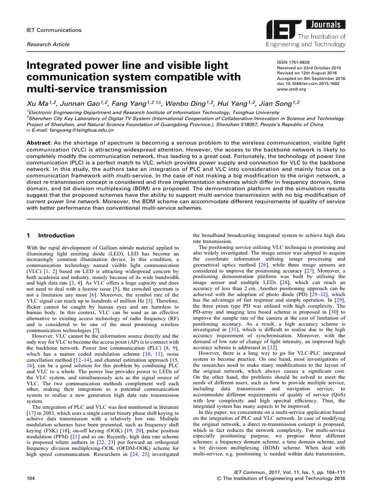 IET Communications - 2017 - Ma - Integrated Power Line and Visible Light Communication System ...