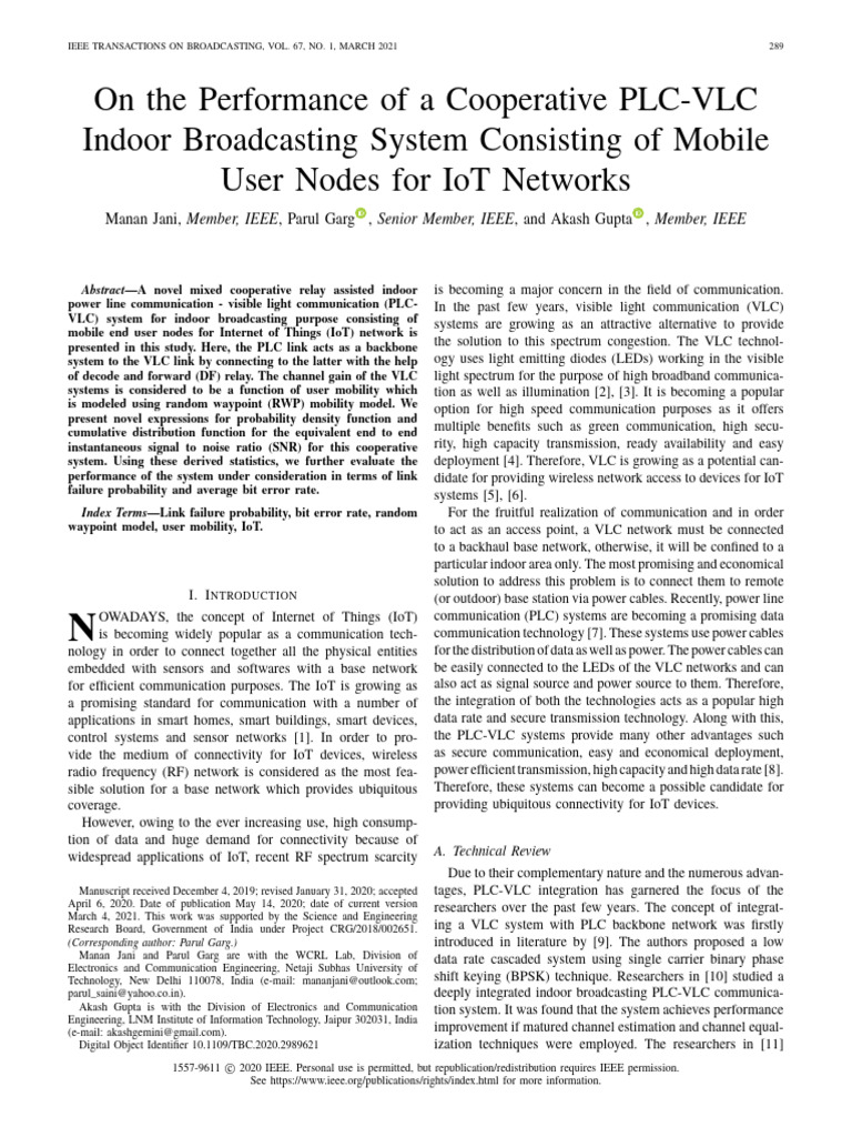 On The Performance of A Cooperative PLC-VLC Indoor Broadcasting System ...