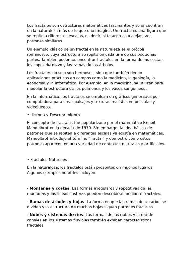 Fractales: Belleza y Aplicaciones Naturales | PDF | Fractal | Matemáticas