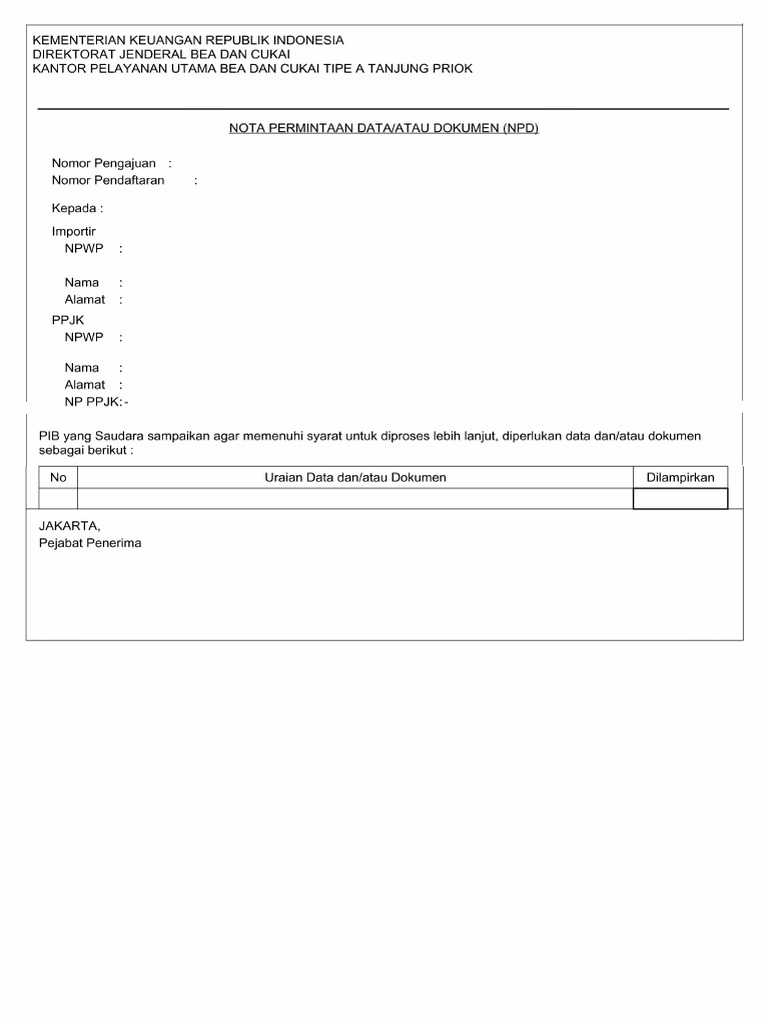 NOTA PERMINTAAN DATA (NPD) | PDF