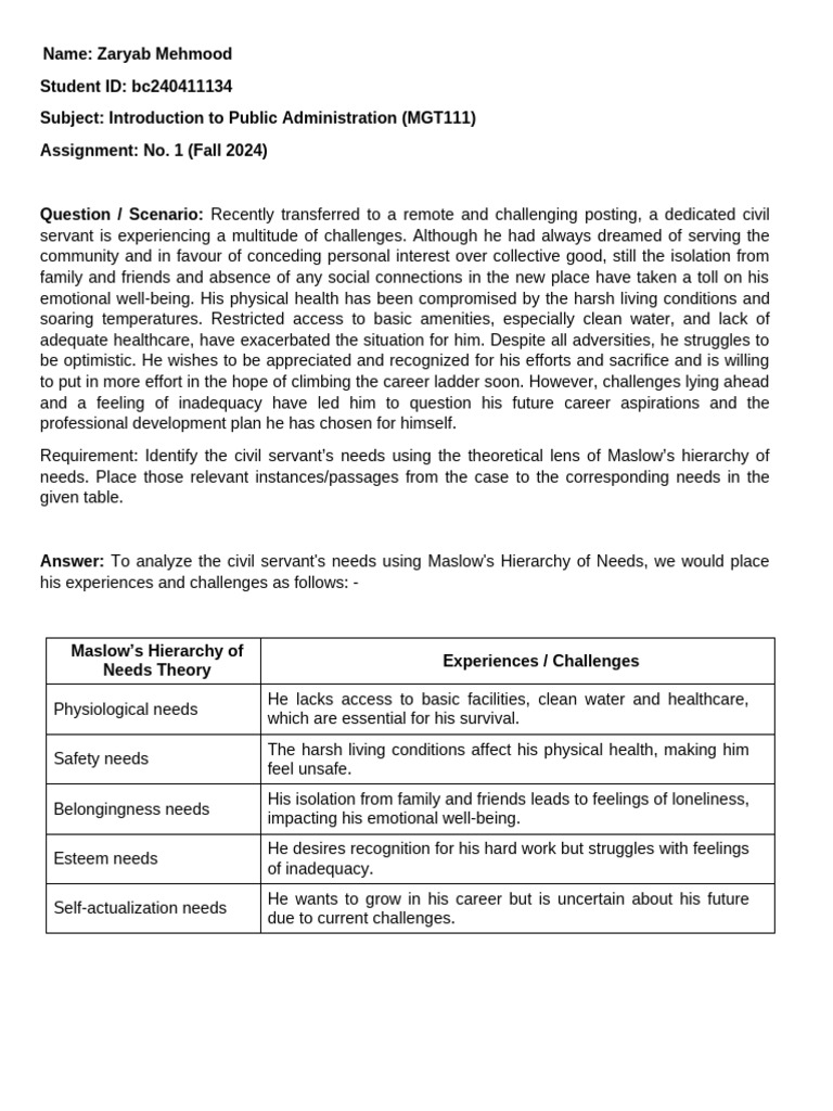 Assignment No. 1 (MGT111) | PDF | Behavioural Sciences | Emotions Assignment No. 1 (MGT111) | PDF | Behavioural Sciences | Emotions