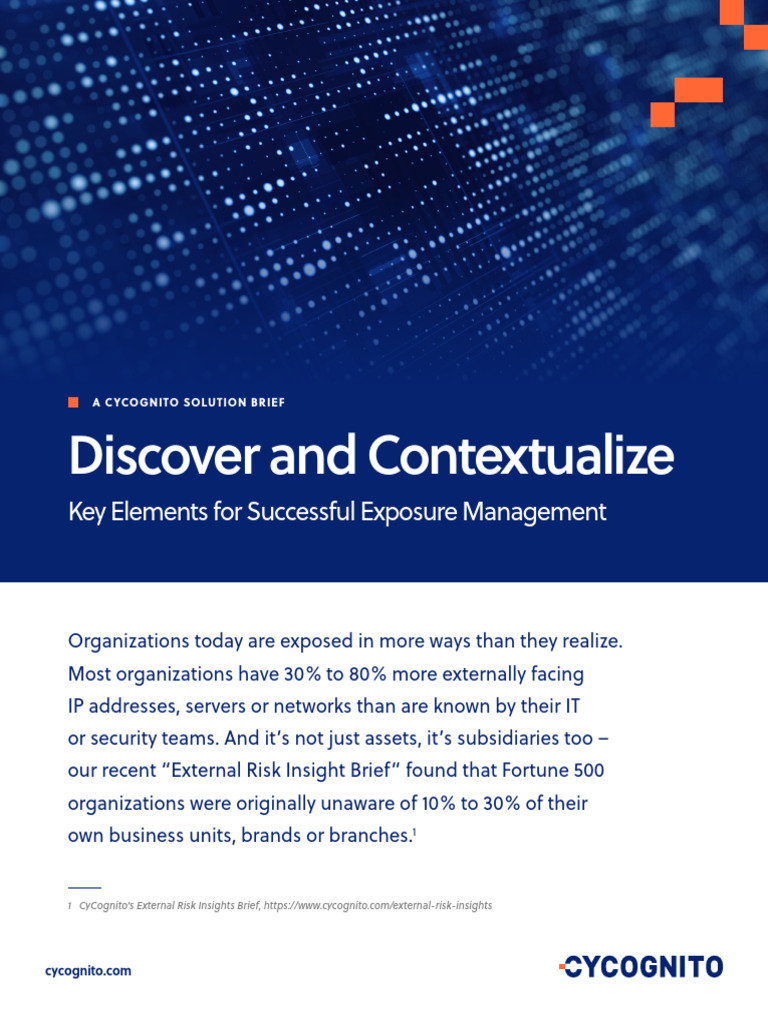 SB-SolutionBrief Discover Contextualize | PDF | Risk | Computer Security