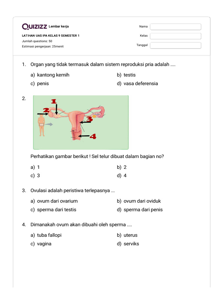 LATIHAN UAS IPA KELAS 9 SEMESTER 1 _ Quizizz | PDF