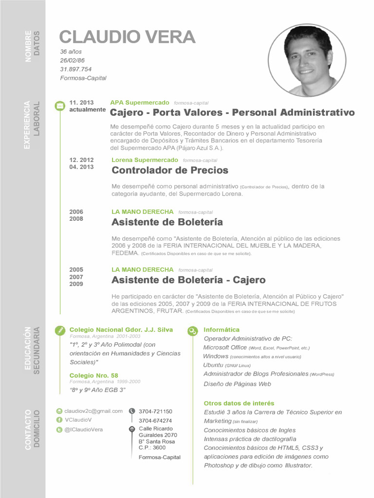Curriculum Claudio Vera | PDF | Microsoft | Informática