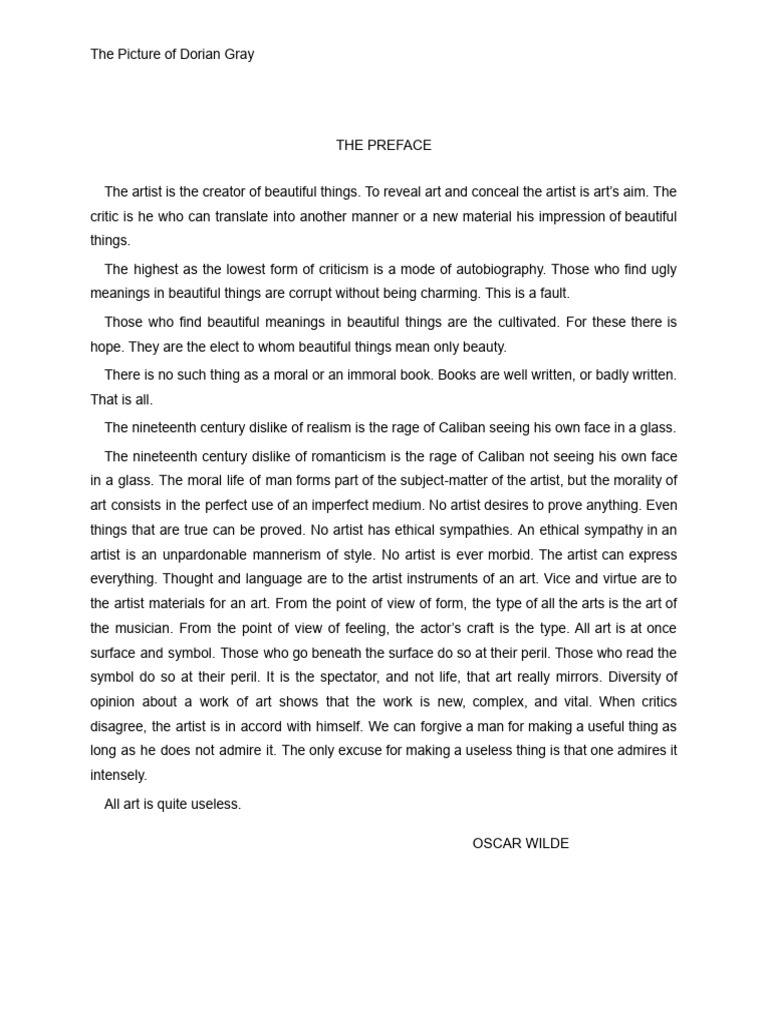 Preface - Chapter 3 - Dorian Gray | PDF | The Picture Of Dorian Gray