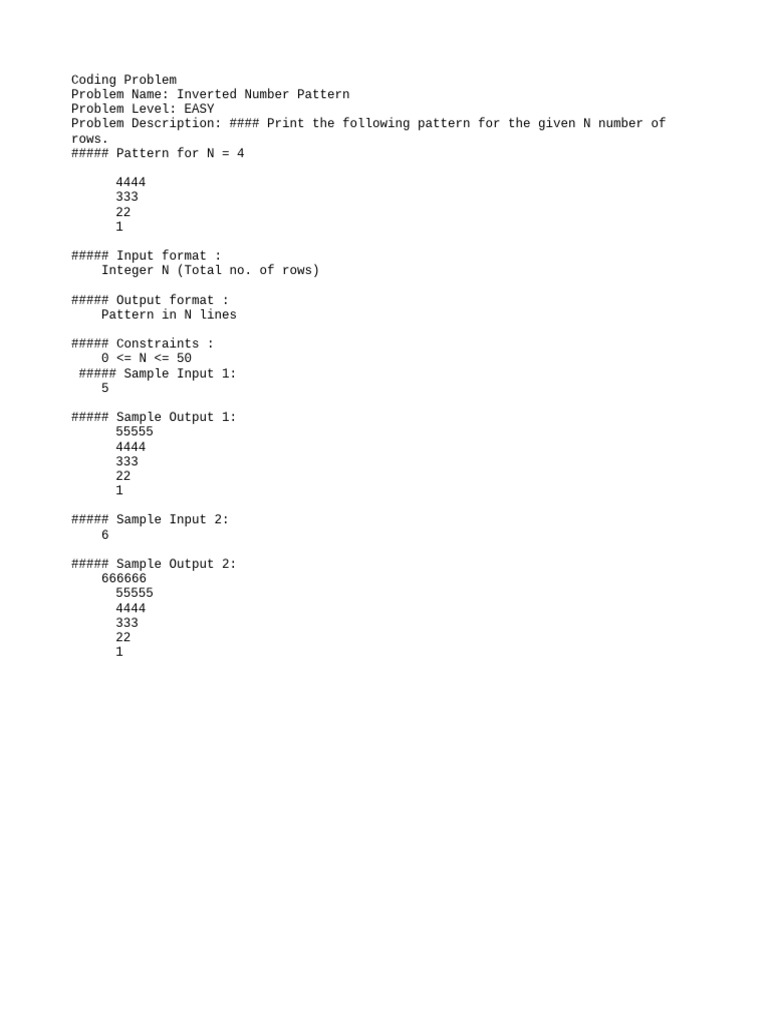 3.inverted Number Pattern | PDF